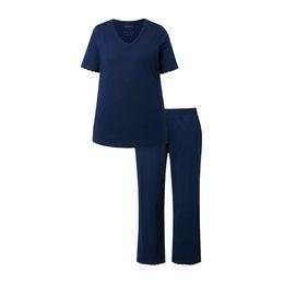 Ulla Popken Pyjama Damen Gr&ouml;&szlig;e M/L nachtblau Winterkleid