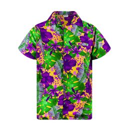 King Kameha Shirt 'Green Purple Flower' Herren Gr&ouml;&szlig;e M orange