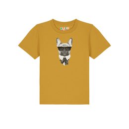 Watabout.kids T-Shirt 'Ein fescher Hund' Jungen Gr&ouml;&szlig;e 134/146 ocker / schwarz / wei&szlig;