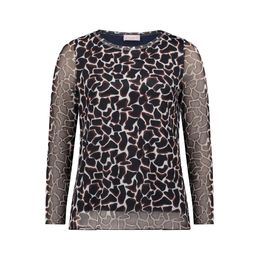 Betty Barclay Langarm-Shirt mit Animalprint Damen Gr&ouml;&szlig;e 4XL dunkelblau