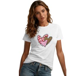 Gorhey Shirt 'Women's Summer Casual Cotton T-Shirt with Heart Print' Damen Gr&ouml;&szlig;e XXL wei&szlig;