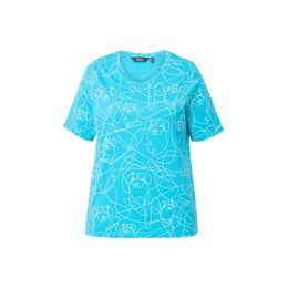Ulla Popken Shirt Damen Gr&ouml;&szlig;e M/L aqua / wei&szlig;