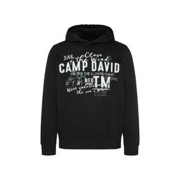 CAMP DAVID Leichter Hoodie mit Label Print Herren Gr&ouml;&szlig;e M schwarz