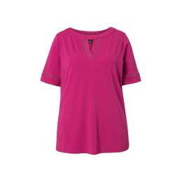 Ulla Popken T-Shirt Damen Gr&ouml;&szlig;e M/L magenta / schwarz