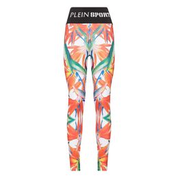 Plein Sport Leggings Damen Gr&ouml;&szlig;e XL grasgr&uuml;n / hellorange / schwarz / wei&szlig;