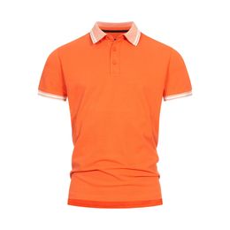 INDICODE Jeans Poloshirt 'Jamie' Herren Gr&ouml;&szlig;e XL orange / wei&szlig;