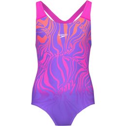 Speedo Sportbadeanzug 'Digital Placet' M&auml;dchen Gr&ouml;&szlig;e 140 indigo / dunkelpink / rot / wei&szlig;