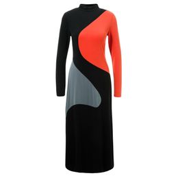 Aniston Selected Kleid Damen Gr&ouml;&szlig;e 36 grau / rot / schwarz Winterkleid