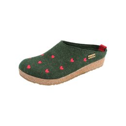 Haflinger Clogs 'Grizzly Cuoricini' Damen Gr&ouml;&szlig;e 43 dunkelgr&uuml;n