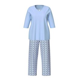 Ulla Popken Pyjama Damen Gr&ouml;&szlig;e M/L hellblau / dunkelblau Winterkleid
