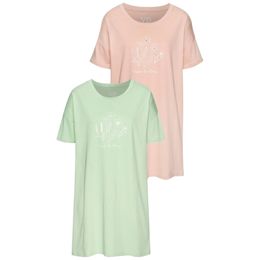 Vivance Schlafshirt Damen Gr&ouml;&szlig;e XS/S pastellgr&uuml;n / dunkellila / rosa / wei&szlig;
