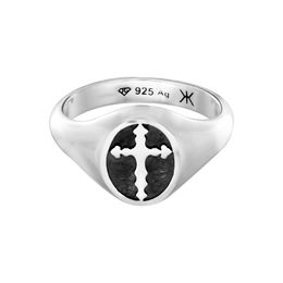 Kuzzoi Ring 'Kreuz' Herren Gr&ouml;&szlig;e 60 schwarz / silber