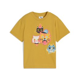Puma T-Shirt 'Moody Cat' Jungen Gr&ouml;&szlig;e 104 karamell / gelb / schwarz / wei&szlig;