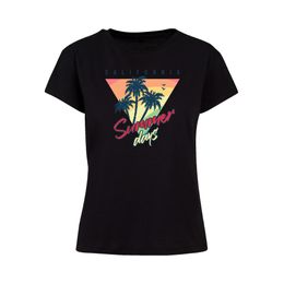 F4NT4STIC T-Shirt 'California Palmen Retro' Damen Gr&ouml;&szlig;e XXXL grasgr&uuml;n / dunkelorange / rot / schwarz