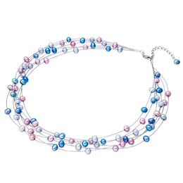 Valero Pearls Kette Damen Gr&ouml;&szlig;e 42 blau / hellblau / pink / silber