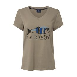 Lauras&oslash;n Shirt Damen Gr&ouml;&szlig;e XL dunkelbeige / blau / hellblau / schwarz