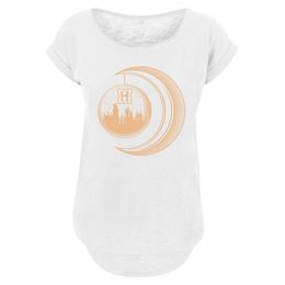F4NT4STIC T-Shirt 'Harry Potter Hogwarts Moon' Damen Gr&ouml;&szlig;e L orange / wei&szlig;