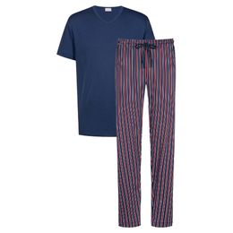 Mey Pyjama kurz 'Graphic Stripes' Herren Gr&ouml;&szlig;e XXL dunkelblau