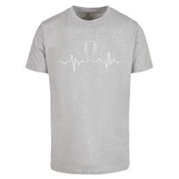 F4NT4STIC T-Shirt 'Gitarre heartbeat design' Herren Gr&ouml;&szlig;e XS graumeliert / wei&szlig;