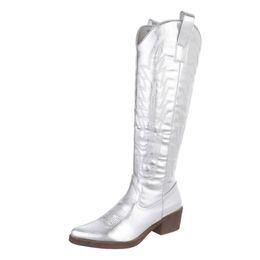 Ital-Design Cowboystiefel Damen Gr&ouml;&szlig;e 38 silber Winterschuhe