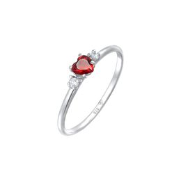 Elli Ring 'Herz' Damen Gr&ouml;&szlig;e 58 rot / silber / transparent