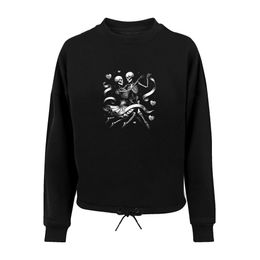 F4NT4STIC Sweatshirt 'Skelettpaar tanzt mit Band' Damen Gr&ouml;&szlig;e S schwarz / wei&szlig;