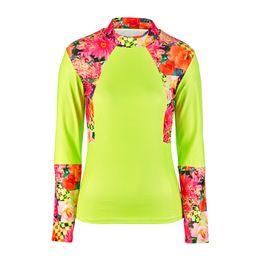 Beco The World Of Aquasports Schwimm-Shirt 'Fresh Flowers' Damen Gr&ouml;&szlig;e XL neongr&uuml;n / rot