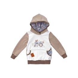 Land-juwelen Hoodie 'Bauernhof' M&auml;dchen Gr&ouml;&szlig;e 98 beige / wei&szlig;