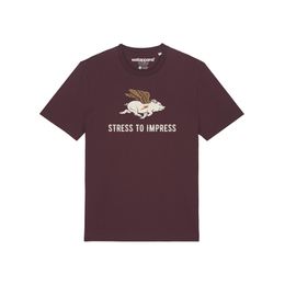 Watapparel T-Shirt 'Stress to impress' Herren Gr&ouml;&szlig;e M camel / greige / weinrot