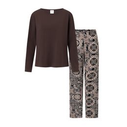 Momenti Per Me Pyjama 'Boho Cafe' Damen Gr&ouml;&szlig;e S braun Winterkleid