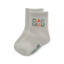 Pippa & Piet Socken 'Ciao Miau' M&auml;dchen Gr&ouml;&szlig;e 27/30.5 eierschale