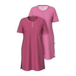 Ulla Popken Nachthemd Damen Gr&ouml;&szlig;e 4XL/5XL rosa / magenta / wei&szlig;
