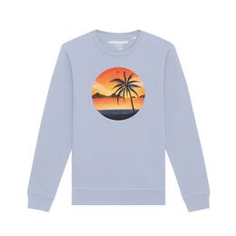 Watapparel Sweatshirt ' Sunset on palm beach ' Herren Gr&ouml;&szlig;e XS hellblau / mischfarben