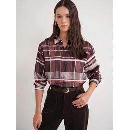 Mixray Bluse Damen Gr&ouml;&szlig;e S beige / braun / hellrot / wei&szlig;
