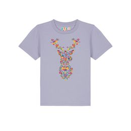 Watabout.kids T-Shirt 'Floral Deer' Jungen Gr&ouml;&szlig;e 98/104 blau / gelb / flieder / orange