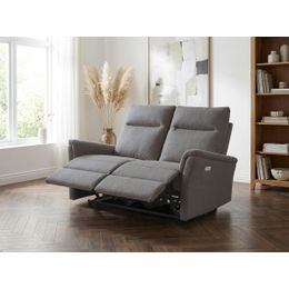 2-Sitzer Home Affaire "FINNARA,2-Sitzer,elelektrische Relaxfunktion in 2 Sitzen, USB A/C", anthrazit, B:128cm H:103cm T:88cm, 100% POLYESTER, Sofas, Liegefunktion 105-135, Federkern