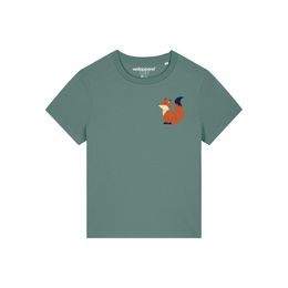 Watapparel Shirt 'Cute Fox' Damen Gr&ouml;&szlig;e L gr&uuml;n / orange