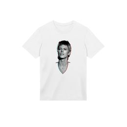 F4NT4STIC T-Shirt 'TV Times Pop Star David Bowie Portrait 1977' Herren Gr&ouml;&szlig;e XL grau / schwarz / wei&szlig;