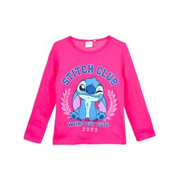 Disney Lilo & Stitch Shirt 'Disney Stitch Langarmshirt' M&auml;dchen Gr&ouml;&szlig;e 128 dunkelpink