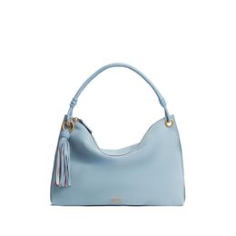 Tommy Hilfiger Damen Schultertasche "TH STATEMENT LEATHER BAG SUEDE"hellblau, Veloursleder, Taschen, Damen Tragetasche, Handtasche mit modischen