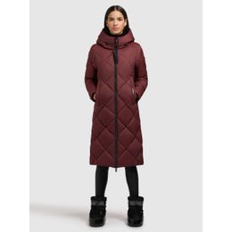 Steppmantel Khujo "SALIA", Damen, Gr. S, rot (weinrot), Web, 100% Nylon, unifarben, slim fit, eingesetzt elastischer Bund mit Windstopper, M&auml;ntel Steppmantel