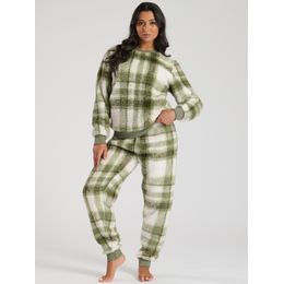 Loungeable Pyjama Damen Gr&ouml;&szlig;e S gr&uuml;n / wei&szlig; Winterkleid