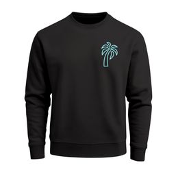 Neverless Sweatshirt 'Palm Lineart Logo' Herren Gr&ouml;&szlig;e XXL black denim