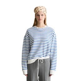 Marc O'Polo Sweatshirt MARC O'POLO DENIM "aus reinem Organic Cotton", Damen, Gr. L, blau (medium blau), Obermaterial: 100% Baumwolle, gestreift, oversize, Rundhals, B&uuml;ndchen, Sweatshirts Sweatshirt