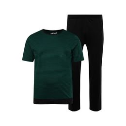 Men Plus Pyjama Herren Gr&ouml;&szlig;e 7XL dunkelgr&uuml;n / schwarz
