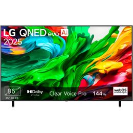 LG Mini-LED-Fernseher "86QNED85A6C", Energieeffizienz: D (A-G), schwarz (silber, schwarz), 86, Fernseher