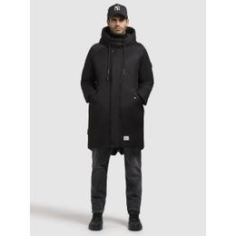 Wintermantel Khujo "ANTH", Herren, Gr. M, schwarz, 100% Polyester, unifarben, loose fit knielang, M&auml;ntel Wintermantel