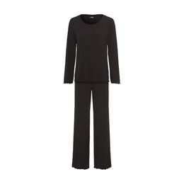 Lscn By Lascana Pyjama Damen Gr&ouml;&szlig;e M schwarz / wei&szlig; Winterkleid