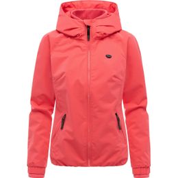 Outdoorjacke Ragwear "Dizzie Tech", Damen, Gr. 5XL (50), coral, Obermaterial: 100% Polyester; Innenfutter: 100% Polyester, gerade h&uuml;ftbedeckend, hoch geschlossener Ausschnitt, &Auml;rmel ohne &Auml;rmelschlitz Rippstrickb&uuml;ndchen mit Gummizug, Jacken Outdoorjacke, Wasserdichte Damen &Uuml;bergangsjacke mit gro&szlig;er Kapuze