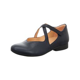 Think! Riemchenballerina THINK "Think Ballerinas Leder", Damen, Gr. 38,5, blau, Leder, Schuhe Riemchenballerina